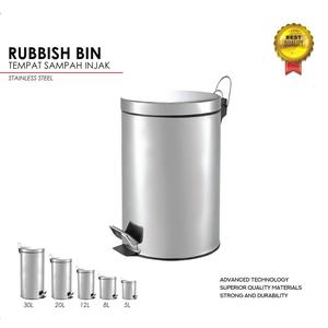 Jual Tempat Tong Sampah 20 Ltr Stainless Injak Rubbish Bin Tutup Stainless - 20L, Normal ...