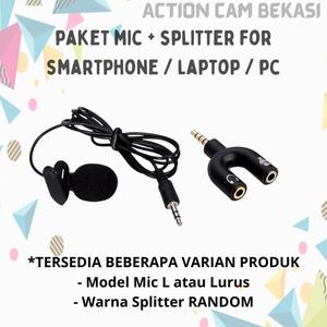Jual Paket Mic External 3.5mm With Splitter U Clip On Microphone Audio ...