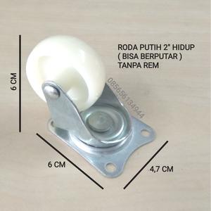 Jual Roda Putih 2" Hidup Nylon 6 cm Lemari Nakas Etalase Trolli Dorong ...