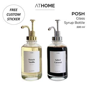 Jual ATHOME POSH Glass Syrup Bottle 500ml / Botol Sirup Sabun Kaca Cafe ...