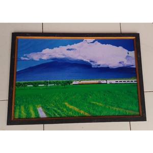 Jual Hiasan Dinding Lukisan Cetak Pemandangan Sawah Dan Kereta Api Plus ...