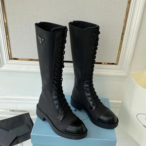 Jual IMPORT BLACK CALF LEATHER TRIM PATCHWORK NYLON TALL COMBAT BOOTS ...
