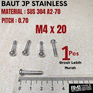 Jual Baut JP M4 x 20 Stainless Steel / Baut JP Stainless M4 x 20 mm SUS ...