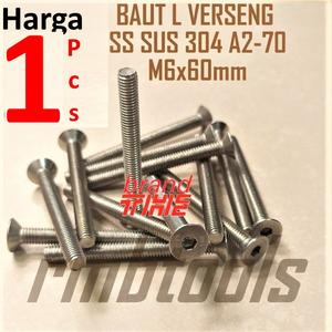 Jual Baut JF Kunci L M6 x 60 Stainless 304 Verseng Countersunk A2-70 M6 - Kota Tangerang Selatan ...