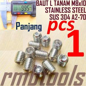 Jual Baut L M8x10 Tanam L-Set Stainless Steel Grade A2-70 Kunci L4 M8 ...