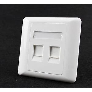 Jual face plate/outlet rj 45 2 hole / STOP KONTAK JARINGAN / DATA ...