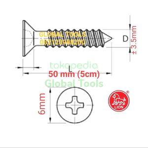 Jual SEKRUP 5 CM TAPING SCREW MOON LION 6X2 SKRUP 5CM FH SCRUB KAYU ...