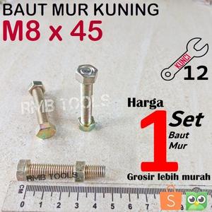 Jual Baut Mur Kuning Hex M8x45 4.5cm Besi Galvanis BMK Hexagon M8 Kunci 12 - Kota Tangerang ...