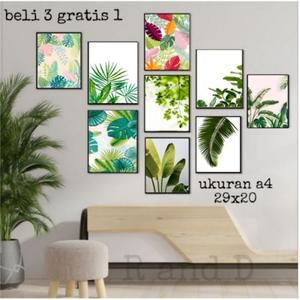 Jual Poster gambar tanaman daun,hiasan dinding dekorasi bingkai foto ...