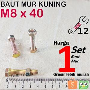 Jual Baut Mur Kuning Hex M8x40 4cm Besi Galvanis BMK Hexagon M8 Kunci 12 - Kota Tangerang ...