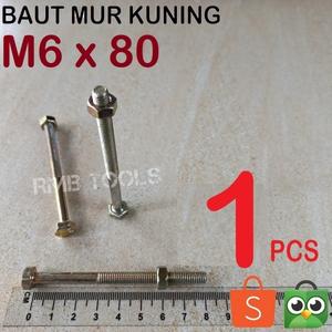 Jual Baut Mur Kuning Hex M6x80 8cm Besi Galvanis BMK Hexagon M6 Kunci 10 - Kota Tangerang ...