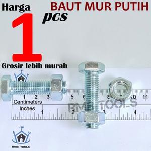 Jual Baut Mur Putih Hex M12x45 4.5cm Besi Galvanis BMP Hexagon Kunci 19 M12 - Kota Tangerang ...
