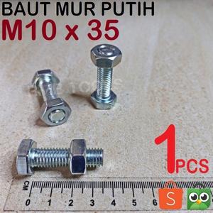 Jual Baut Mur Putih Hex M10x35 3.5cm Besi Galvanis BMP Hexagon Kunci 17 M10 - Kota Tangerang ...