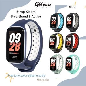 Jual Strap Xiaomi Smartband 8 Active Two Tone Dua Warna Bahan Silikon - NavyWhite, Band 8 Active ...