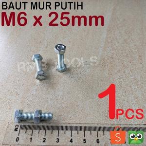Jual Baut Mur Putih Hex M6x25 2.5cm Besi Galvanis BMP Hexagon Kunci 10 M6 - Kota Tangerang ...