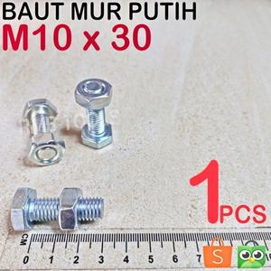 Jual Baut Mur Putih Hex M10x30 3cm Besi Galvanis BMP Hexagon Kunci 17 M10 - Kota Tangerang ...