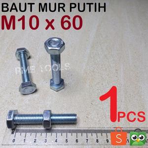 Jual Baut Mur Putih Hex M10x60 6cm Besi Galvanis BMP Hexagon Kunci 17 M10 - Kota Tangerang ...