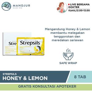 Jual Strepsils Honey Lemon Flavor Sachet - Peremen Pelega Tenggorokan ...