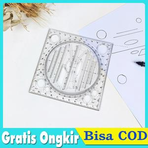 Jual Penggaris Gambar Geometri Multifungsi Sudut Derajat Putar Ruler ...