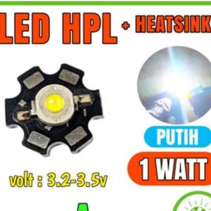 Jual NEW LED WHITE HPL LAMPU HIGH POWER 1W PUTIH + HEATSINK PENDINGIN ...