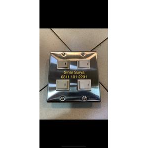 Jual Panasonic Saklar Frame Stainless 4 gang / 4 Kutub Set Inbowdoos ...