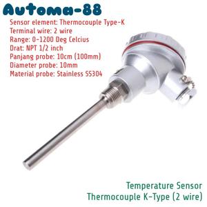 Jual Thermocouple type-K 0-1200C Drat NPT 1/2 probe 100mm 10cm sensor ...