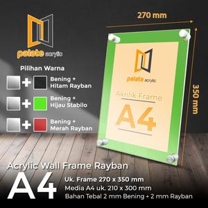 Jual W♫28 Acrylic / Akrilik Frame Poster/Wall Display Ukuran A4 Bahan ...