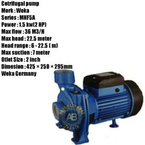 Jual poma air irigasi centri fugal pump 2 inch 2hp 1 phase weka germany ...