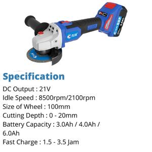 Jual KU Mesin Gerinda Baterai Tangan / Cordless Angle Grinder M100BL ...