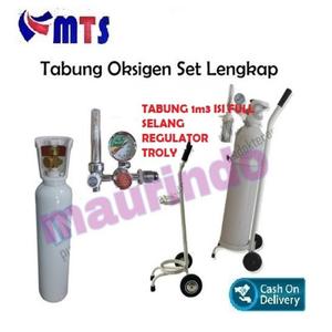 Jual COD - Tabung Oksigen 1M3 Komplit Troly Dan Regulator Set Lengkap ...