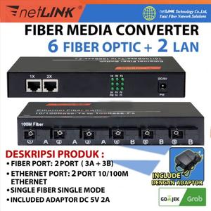 Jual Media Converter Fiber Optic 6 FO 2 LAN 10/100 Mb/s Netlink ...