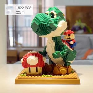 Jual Cartoon Super Mario Brick Yoshi Blocks Anime Figures Mario ...