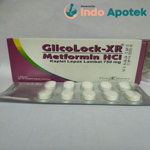 Jual GLICOLOCK-XR 750MG 1 STRIP 10 TABLET/METFORMIN/OBAT DIABETES ...