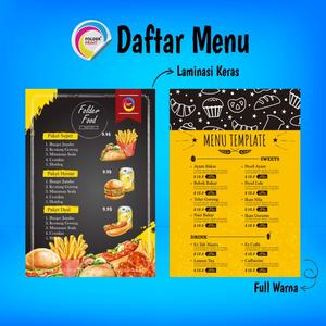 Jual Cetak Daftar Menu Makanan Minuman Cafe Custom A3 A4 - Jakarta ...