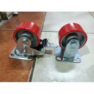Jual Roda Trolley 4 Inch Heavy Duty Rem Mati Kap.1 Ton 1 Sett - Jakarta ...