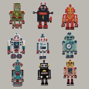Jual Cute Colorful Robots Iron On Patches Embroidery Badges - Kota ...