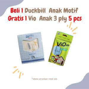 Jual Masker Vio duckbill anak, isi 30 pcs, earloop, motif dan mix color ...
