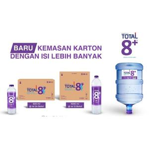 Jual TOTAL 8+ WATER AIR MINUM BOTOL 1.000ML X 12 BOTOL | AIR ALKALIN ...