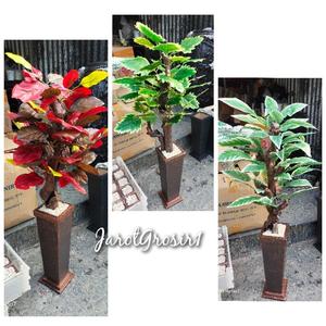 Jual BUNGA SUDUT RUANGAN LENGKAP POT BATU // POHON MANGGA ARTIFICIAL ...