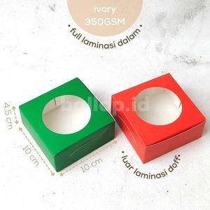 Jual MERAH HIJAU 10 10 4,5 CM Laminasi Jendela Bulat Dus Box Cookies ...