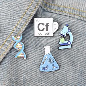 Jual Beaker Microscope Gene Chain Enamel Pins Custom Scientific Brooch ...