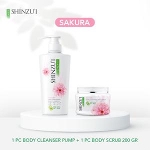 Jual Shinzui Sabun Cair Sakura Pump 480ml + Sakura Body Scrub 200g ...