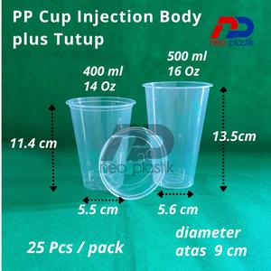 Jual PP Cup Injection 14 Oz 400 ml dan 16 Oz 500 ml - Body plus Tutup ...