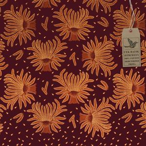 Jual Kain Motif Batik Classic Unik Padi Marun warna Dasar Coklat Muda ...