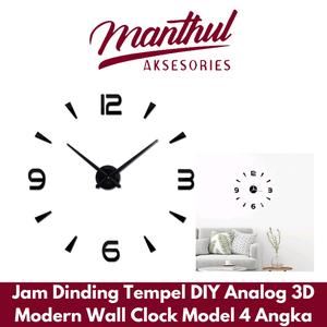 Jual Jam Dinding Tempel Analog 3D Modern Wall Clock Model 4 Angka ...