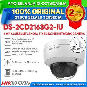 Promo HIKVISION DS-2CD2163G2-IU 6MP ACUSENSE VANDAL FIXED DOME IP CAMERA - 4mm - Jakarta Utara ...