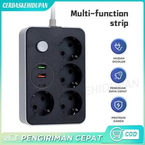 Promo USB Stop Kontak Colokan USB Serbaguna 4 Lubang 2 USB 1 Type C ...