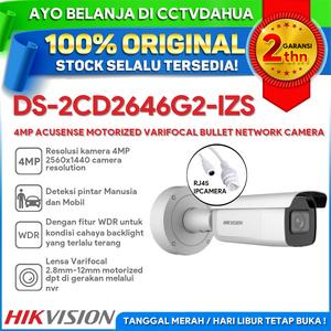 Promo HIKVISION DS-2CD2646G2-IZS 4MP ACUSENSE MOTORIZED VARIFOCAL IP CAMERA - 2.8-12mm - Jakarta ...