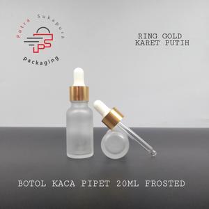 Jual botol kaca pipet 20ml frosted - ring gold karet putih - Jakarta ...