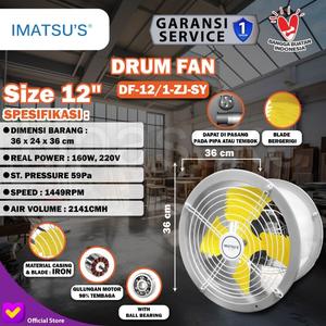 Jual Drum Fan Blower Tabung 12 Inch 220V Ball Bearing Kipas Blower ...